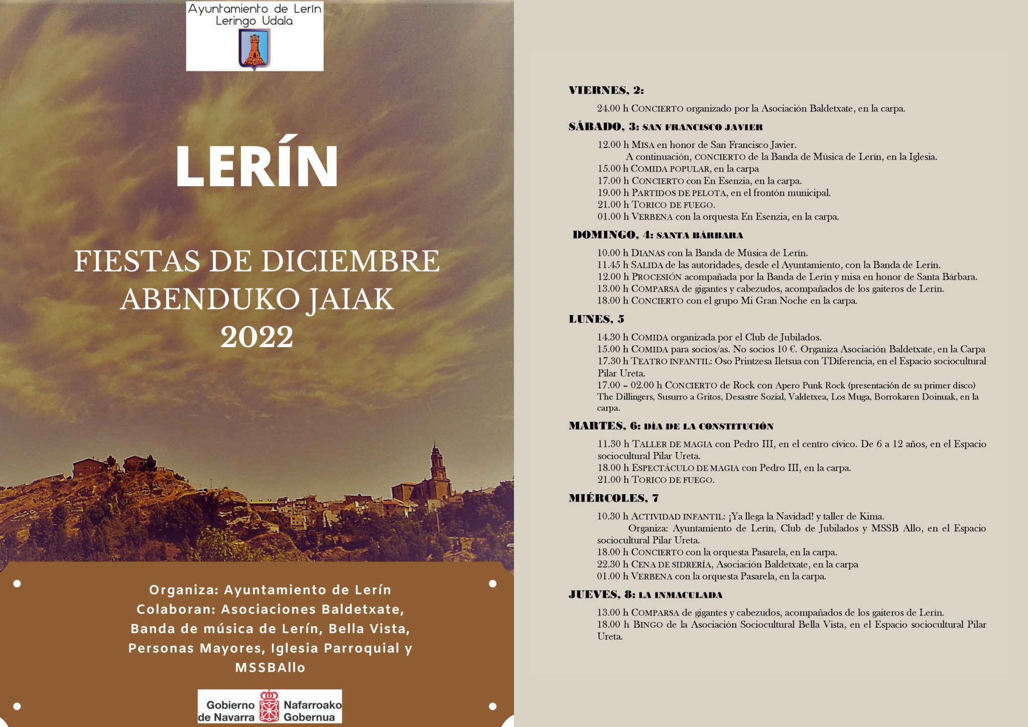 FIESTAS DE DICIEMBRE 2022 - Ayuntamiento de Lerín